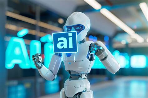 Premium Photo Smart Robot Holding Sign Aimachine Learning