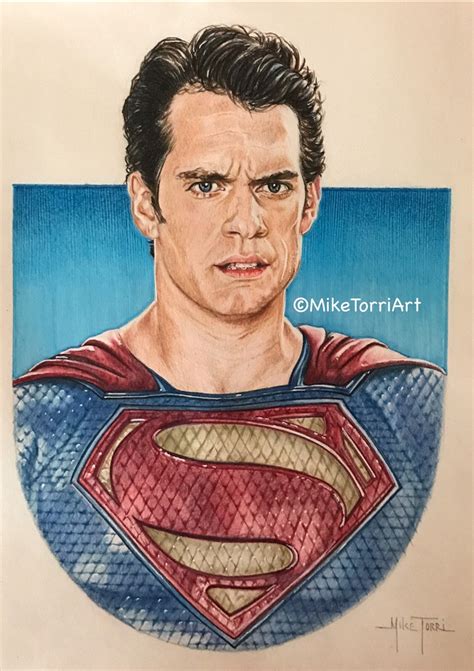 Henry Cavill As Superman In Man Of Steel Color Pencil Drawing Print Etsy