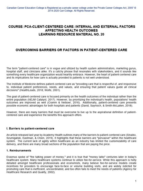 Client Centered Care Internal And External Factors Affecting Health