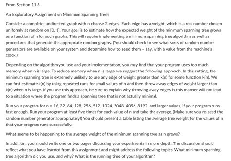 Solved An Exploratory Assignment On Minimum Spanning Trees
