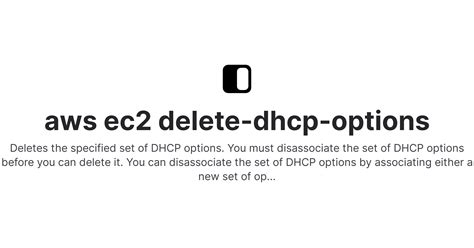 Aws Ec2 Delete Dhcp Options Fig