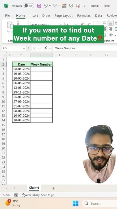 How To Find Week Number In Excel‼️use Amazing Function Exceltips