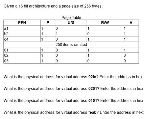 Solved Given A 16 Bit Architecture And A Page Size Of 256 Chegg Com