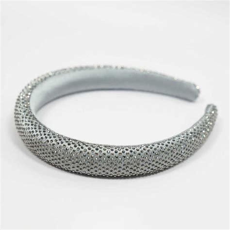 Silk Satin Puff Hair Band With Rhinestones Grey Hair Drama Company