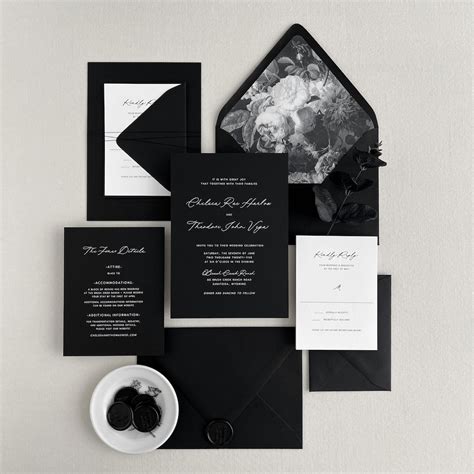 Modern Black Wedding Invitations Elegant Minimal Invitation Set