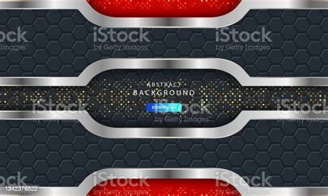 카본 섬유 육각 질감의 고급스러운 어두운 배경 금속 라인과 현대적인 배경 추상적 미래 럭셔리 레드 배경 0명에 대한 스톡 벡터