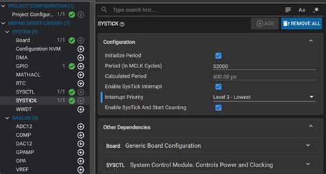 mspm0 sdk the systick interrupt priority set in sysconfig is invalid