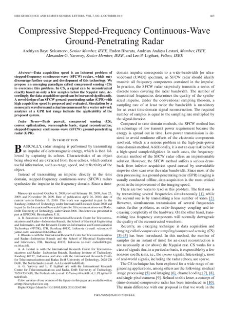 Pdf Compressive Stepped Frequency Continuous Wave Ground Penetrating