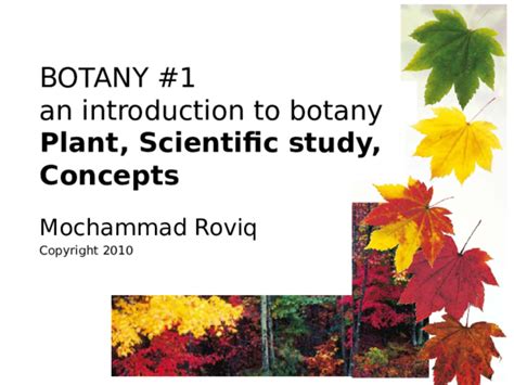 Ppt 1 Lectr Botany 1 Concepts Of Botany An Introducton To Plant Biology
