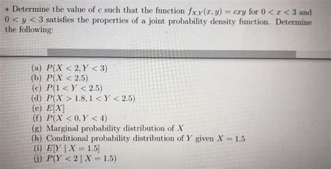solved determine the value of c such that the function