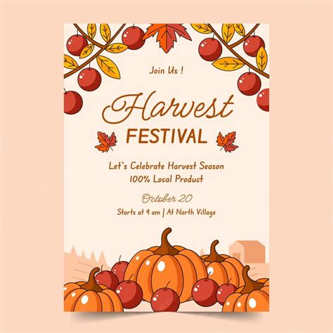 Free Vector Hand Drawn Vertical Poster Template For Harvest Festival