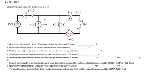Solved Question 4 Consider The Circuit Below The Switch