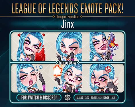 Lol Jinx Emote Pack Etsy