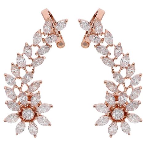 39 Carat Diamond Pave Multi Layer Ear Cuff Earrings 18 Karat White