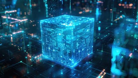Illuminated Digital Cube Surrounded By Complex Data Patterns In Vibrant