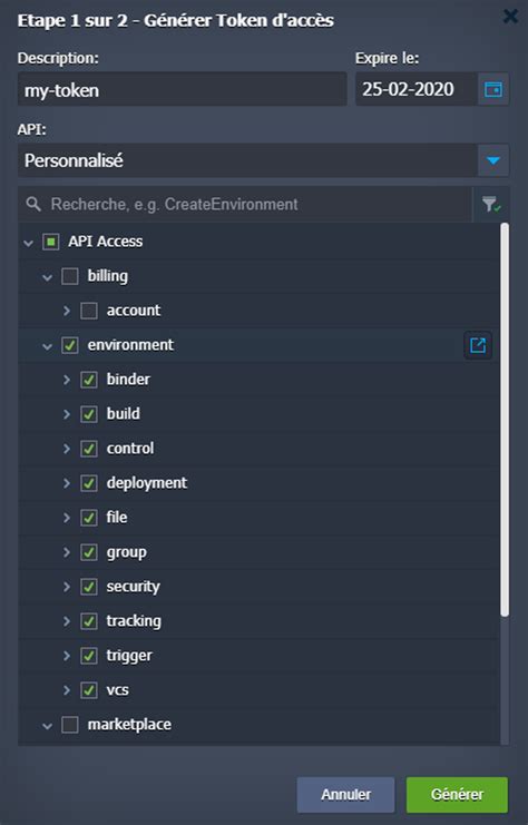 Ressources Jetons d accès personnels Hosteur
