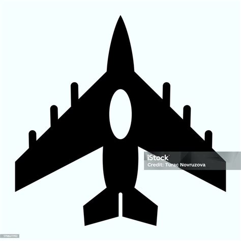 Fighter Jet Solid Icon Army Aircraft Vector Illustration Isolated On White Military Airplane