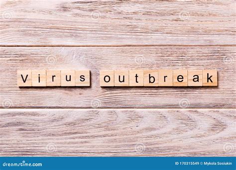 Virus Outbreak Word Written On Wood Block Virus Outbreak Text On