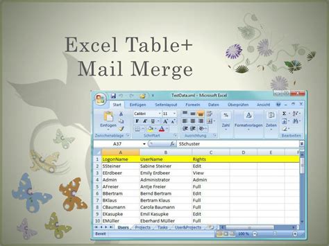 Ppt Excel Table Mail Merge Powerpoint Presentation Free Download Id3602786