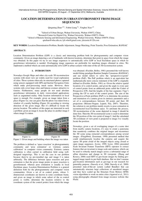 Pdf Location Determination In Urban Environment From Image Sequences