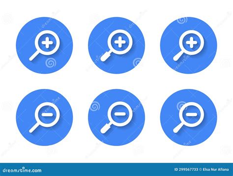Zoom Button Icon With Shadow Magnifying Glass Vector Stock Vector