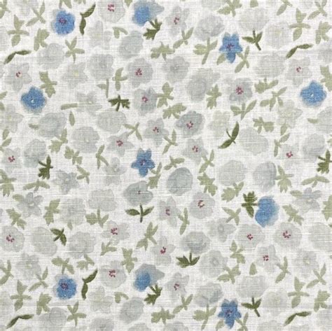 1 Yard Sweet Peas Linen Cotton Blend Floral Print Fabric Midweight