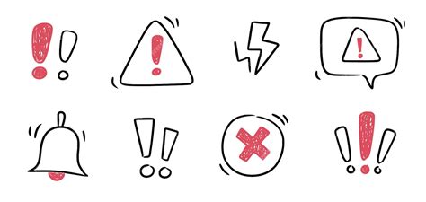 Premium Vector Doodle Exclamation Mark Alert Danger Sign Set Scribble Hand Drawn Doodle