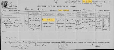 Western Australian Convicts Daniel Mcgilvray 9240 Death Cert Orig