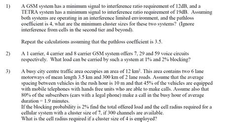 solved a gsm system has a minimum signal to interference
