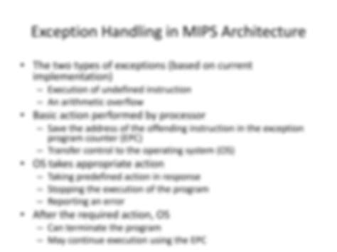 Solution Processor And Controller Unit Exceptions Computerarchitecture
