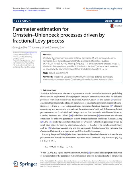 Pdf Parameter Estimation For Ornsteinuhlenbeck Processes Driven By Fractional Lévy Process
