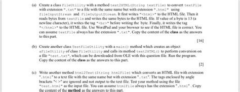 Solved A Create A Class Fileutility With A Method