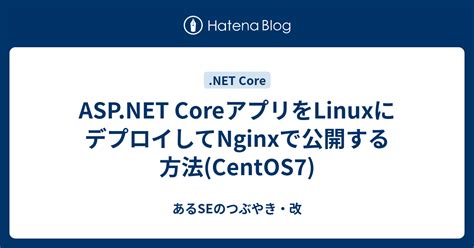 Asp Net Coreアプリをlinuxにデプロイしてnginxで公開する方法 Centos7 あるseのつぶやき・改