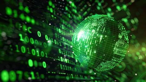 premium photo a green digital earth surrounded by glowing binary code