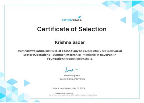 Krishna Sadar On Linkedin Im Excited To Share That I Have Received A