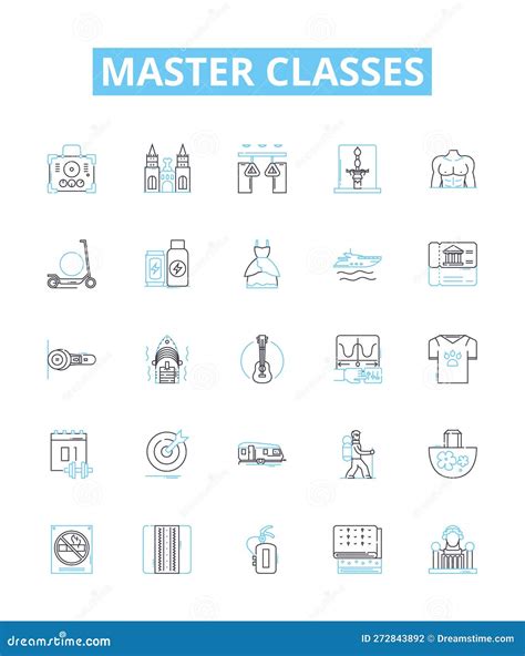Master Classes Vector Line Icons Set Masters Classes Learning Instruction Education Course