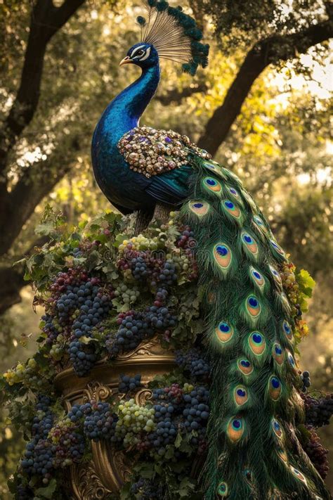 Majestic Peacock Float At Vendimia Festival Stock Illustration
