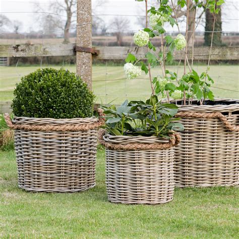 Round Rattan Planter With Rope Handle Marquis And Dawe