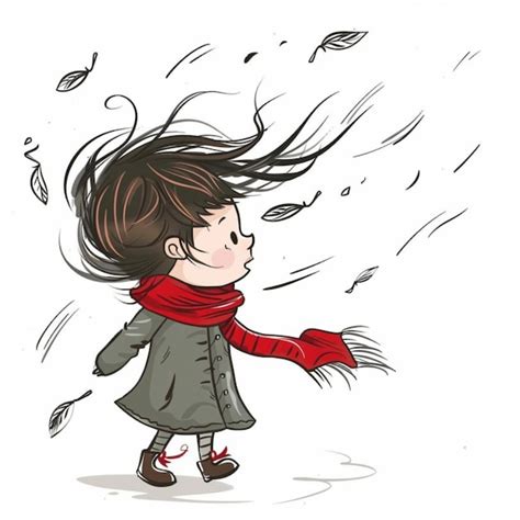 Cartoon Drawing Of A Very Windy Day Premium Ai Generated Image