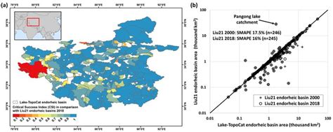 skill of topocat endorheic basin delineation on the tibetan plateau