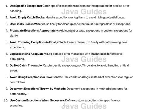 Top 10 Java Exception Handling Best Practices