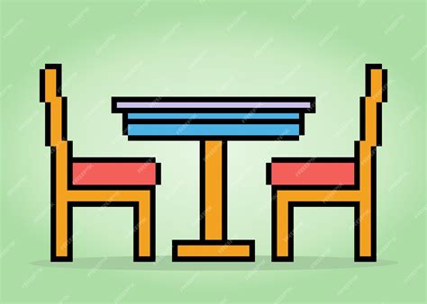 Premium Vector 8 Bit Pixel Dining Table Interior Game Assets In