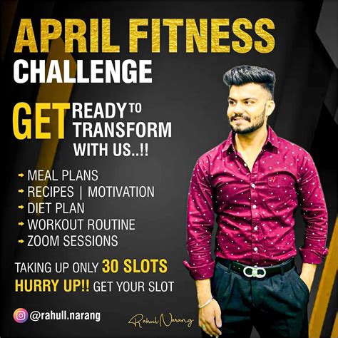 Rahul Narang April Fitness Challenge Is Out ️ Get In Touch With Us For Weight Lose Weight Gain