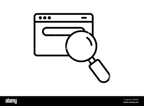 Search Engine Icon Magnifying Glass With Search Bar Line Icon Style Design Simple Vector