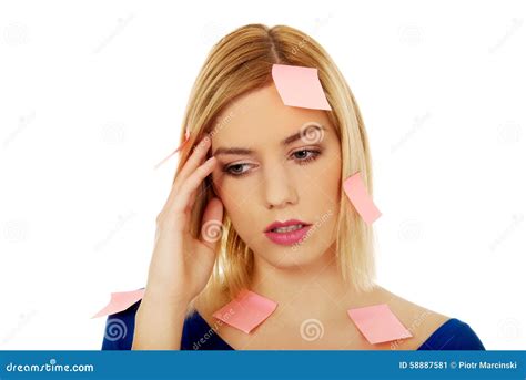 Woman With Sticky Notes Stock Image Image Of Memo Forgot 58887581