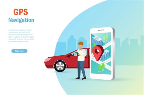Premium Vector Man Using Gps Navigation On Smartphone Online Find Driving Location And