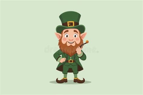 Friendly Leprechaun With Pipe Stock Illustration Illustration Of