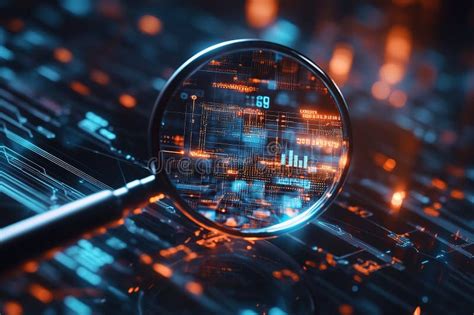 Data Analysis Magnifying Glass Exploring Digital Charts And Graphs