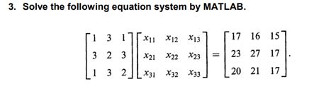 Solved Solve The Following Equation System By MATLAB Chegg