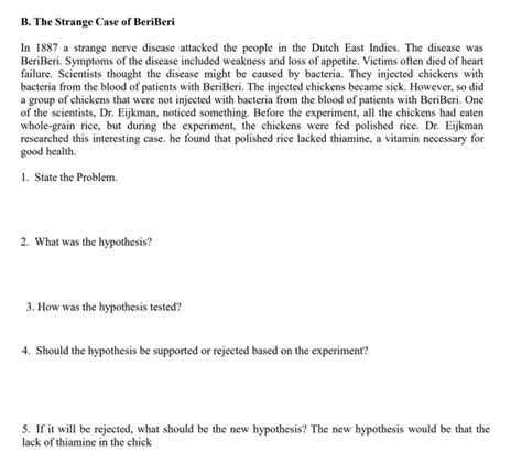 Answered B The Strange Case Of Beriberi In 1887… Bartleby